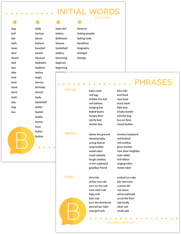 Printable Speech Therapy Flashcards for Kids & Adults - B Sound ...