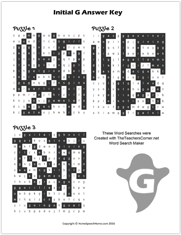 G Articulation Word Search – HomeSpeechHome