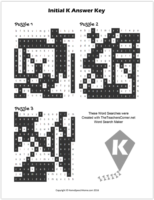 K Articulation Word Search – HomeSpeechHome