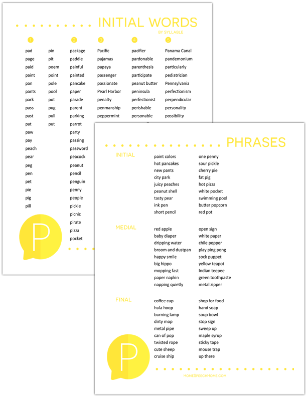Printable Speech Therapy Flashcards for Kids & Adults - P Sound ...