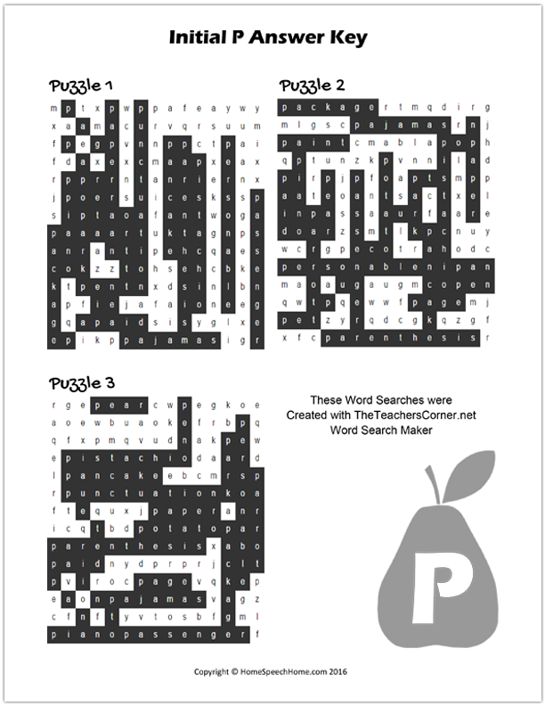 P Articulation Word Search – HomeSpeechHome