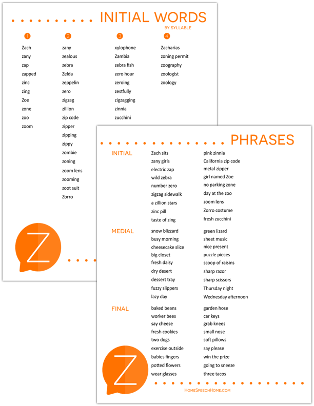Printable Speech Therapy Flashcards for Kids & Adults - Z Sound ...