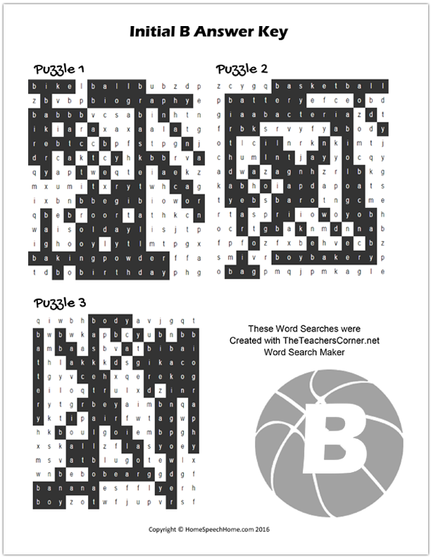 B Articulation Word Search – HomeSpeechHome