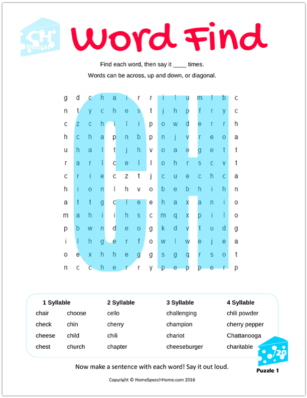 CH Articulation Word Search – HomeSpeechHome