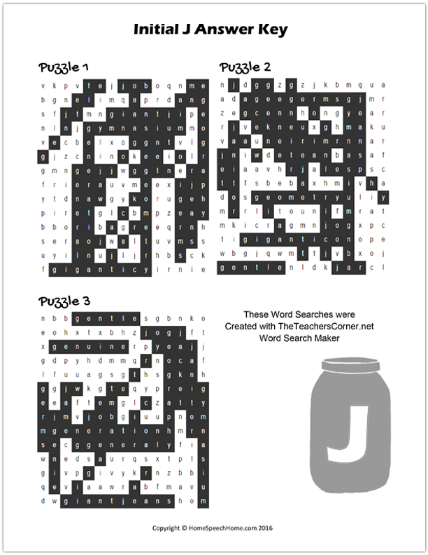 J Articulation Word Search – HomeSpeechHome