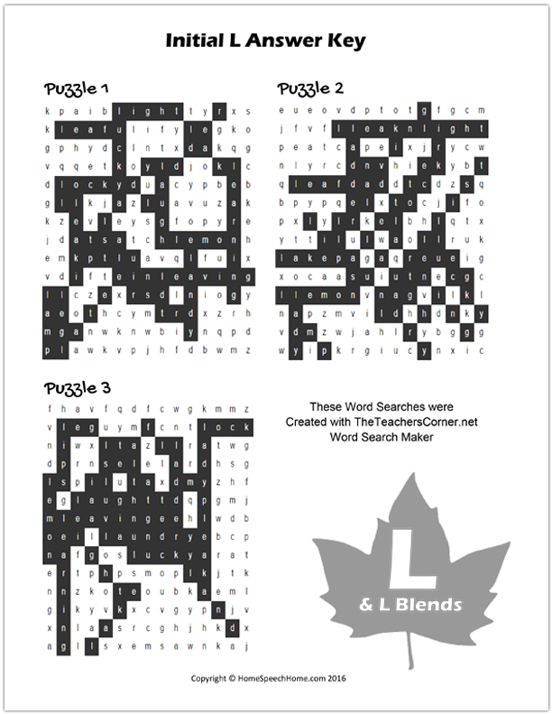 L & L Blend Articulation Word Search – HomeSpeechHome