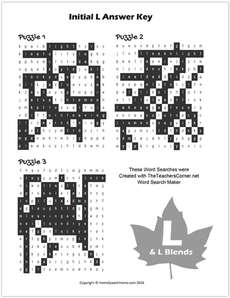 L & L Blend Articulation Word Search – HomeSpeechHome