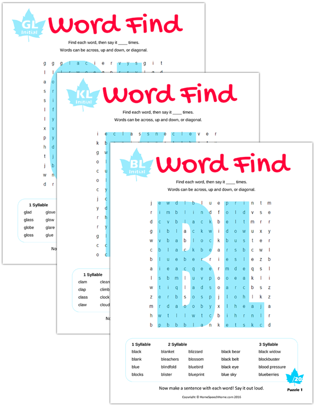 L & L Blend Articulation Word Search – HomeSpeechHome