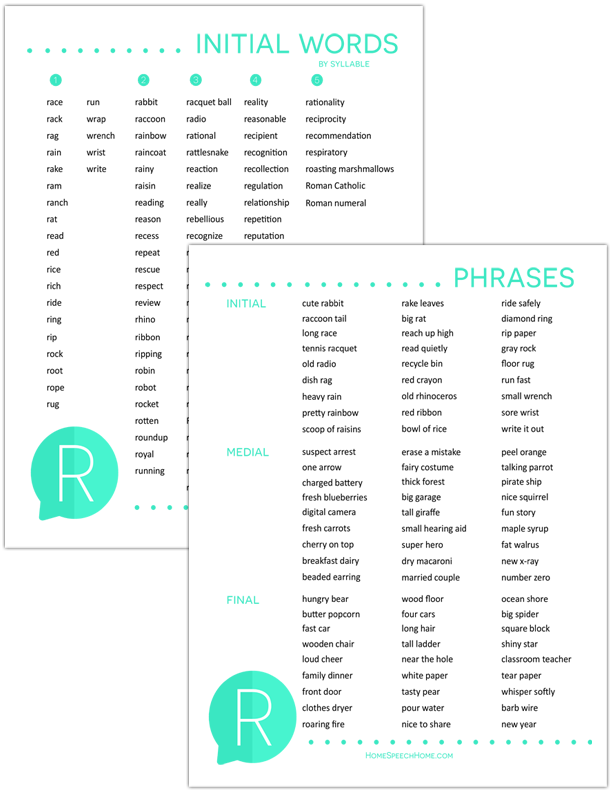 Printable Speech Therapy Flashcards for Kids & Adults - R Sound ...