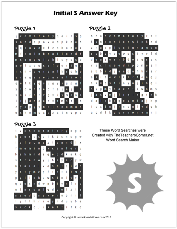 S & S Blend Articulation Word Search – HomeSpeechHome