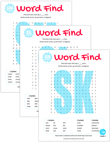 S & S Blend Articulation Word Search – HomeSpeechHome