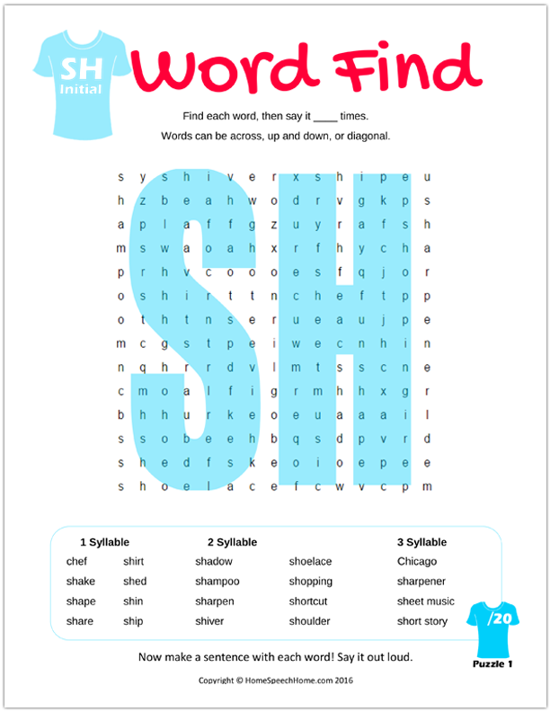 SH Articulation Word Search – HomeSpeechHome
