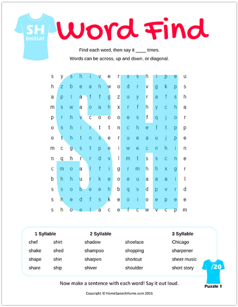 SH Articulation Word Search – HomeSpeechHome