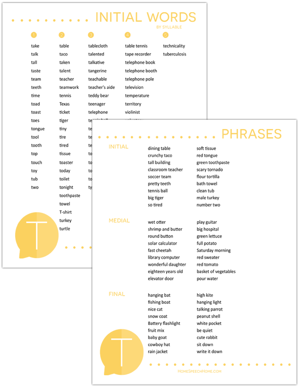 Printable Speech Therapy Flashcards for Kids & Adults - T Sound ...