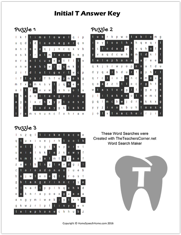 T Articulation Word Search – HomeSpeechHome