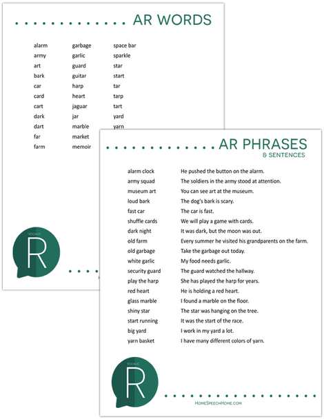 Printable Speech Therapy Flashcards for Kids & Adults|Vocalic R Sound ...