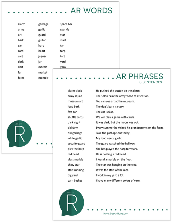 Printable Speech Therapy Flashcards for Kids & Adults|Vocalic R Sound ...