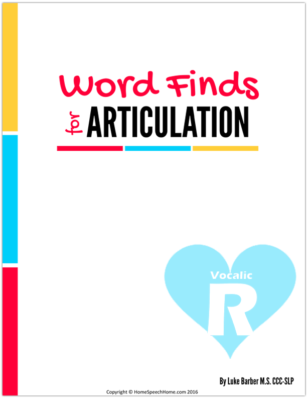 Vocalic R Articulation Word Search – HomeSpeechHome