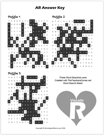 Vocalic R Articulation Word Search – HomeSpeechHome