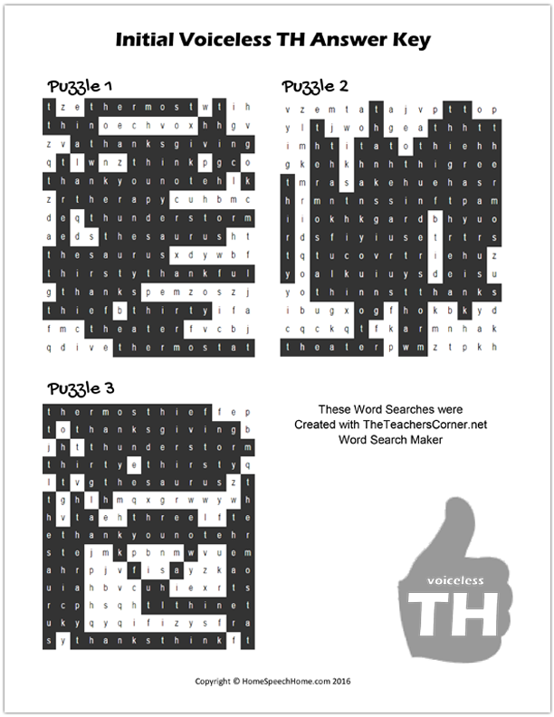 Voiceless TH Articulation Word Search – HomeSpeechHome