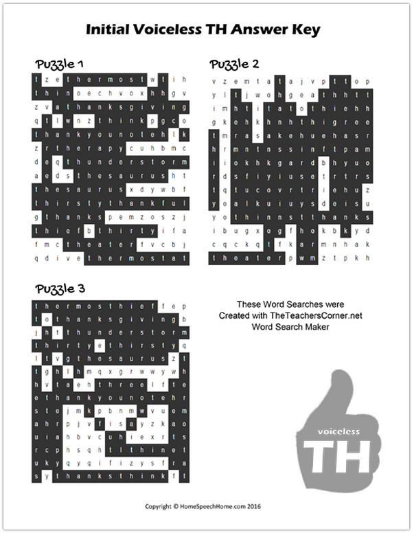 Voiceless TH Articulation Word Search – HomeSpeechHome