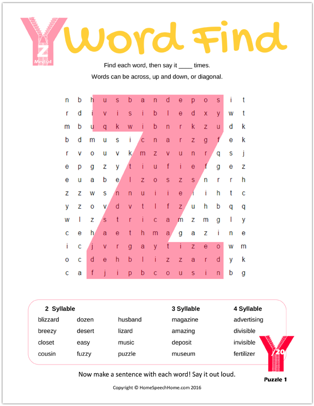 Complete Articulation Word Search – HomeSpeechHome